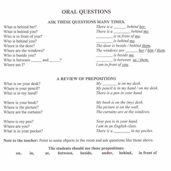 ESL Teaching Activities - How to Use Prepositions